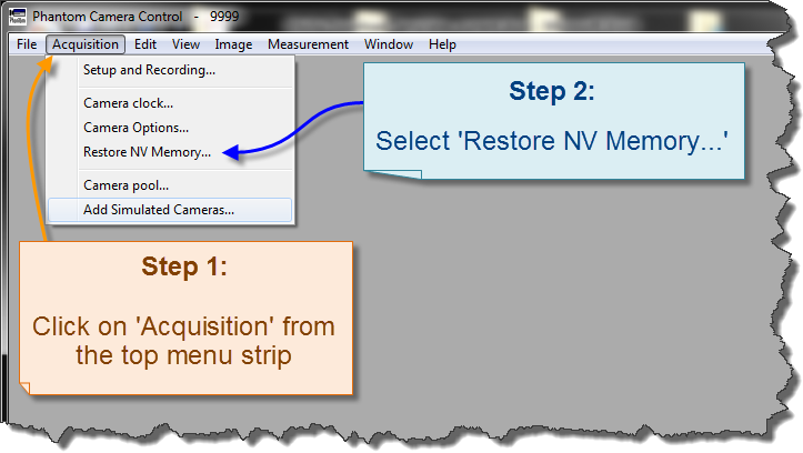 How to reload the camera's backup settings (STG) file