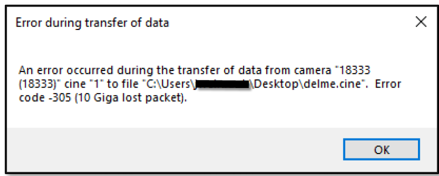 Known Issue: PCC 10G lost packet (Error -305)